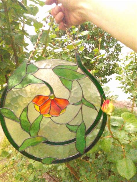 Flower Suncatcher Stained Glass Window Hanging Tiffany Glass Etsy