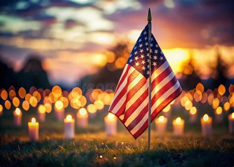 Memorial Day Tribute A Soft Lowlight Image Of Flags Perfect For A