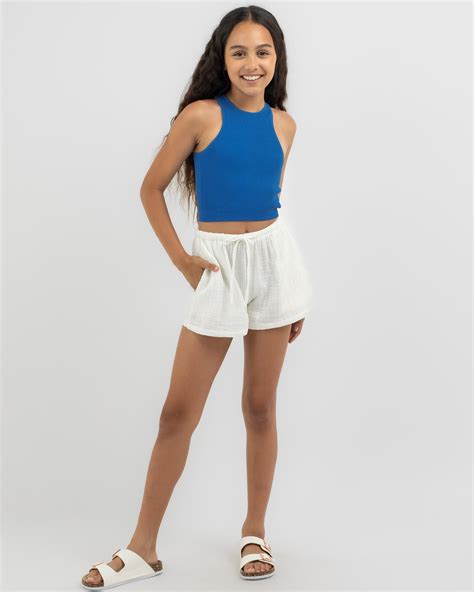 Shop Mooloola Girls Lennox Shorts In White Fast Shipping And Easy