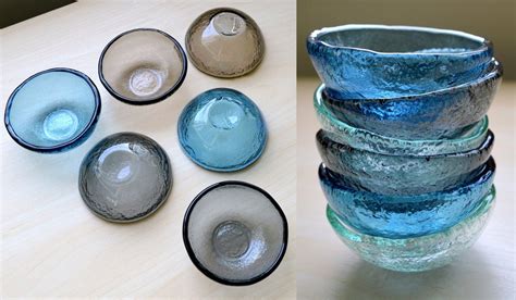 Set Of Twelve Fused Glass Small Bowls Soy Sauce Bowl Small