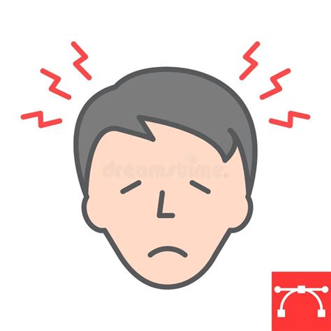 Hoofdpijn De Klemtoon Van Het Kleurenlijnpictogram En Migraine