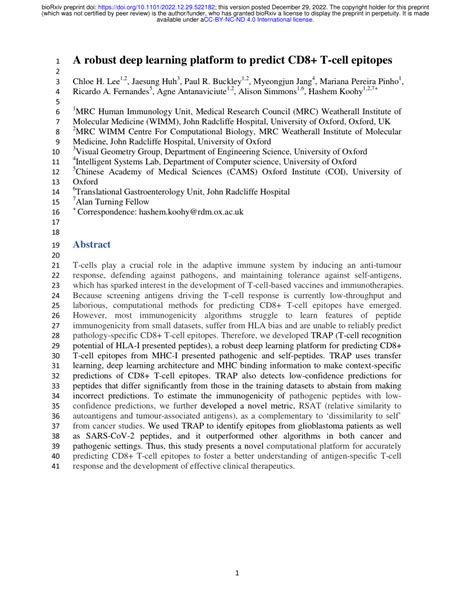 Pdf A Robust Deep Learning Platform To Predict Cd8 T Cell Epitopes