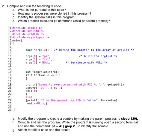 solved compile and run the following c code a what is the