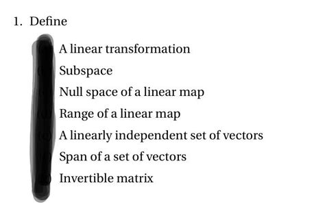 Solved 1 Define A Linear Transformation Subspace Null Space