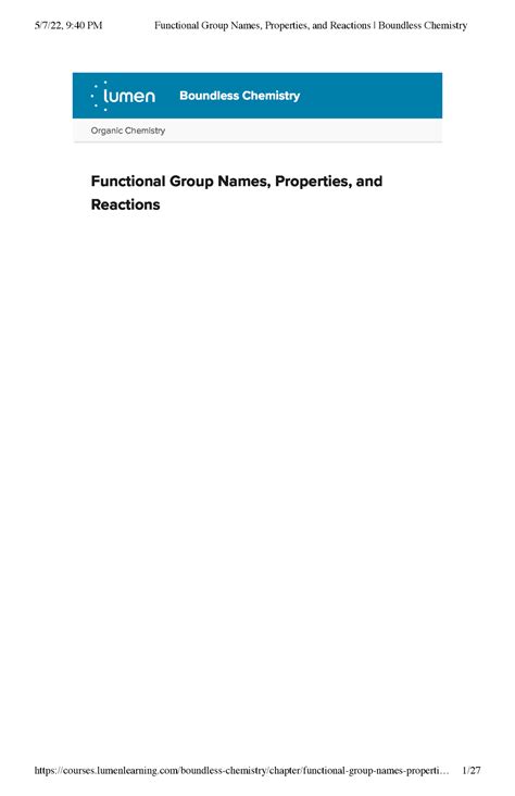 Functional Group Names Properties And Reactions Boundless Chemistry