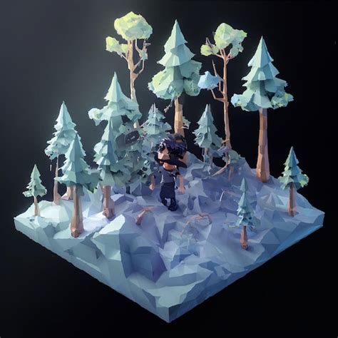 Lego Figure Is Standing In A Forest Of Trees Premium Ai Generated Vector