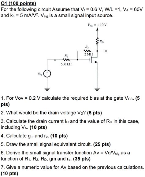 Solved Q1 100 Points For The Following Circuit Assume That Chegg Com