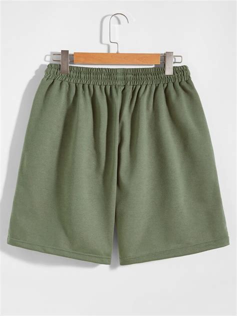 Manfinity Basics Men Drawstring Waist Solid Track Shorts Shein Usa