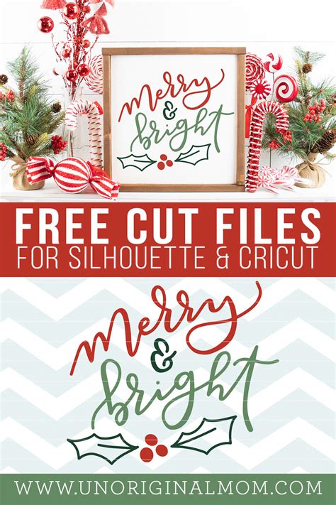 Merry And Bright Svg Free Christmas Cut Files Unoriginal Mom