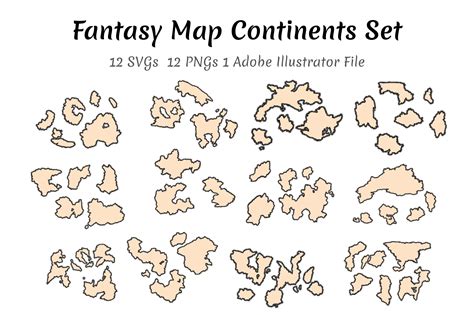 Fantasy Map Continents Set Graphic By Alavays · Creative Fabrica