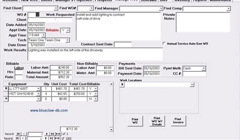 Microsoft Access Contract Management Database Template Work Order System Blue Claw Database