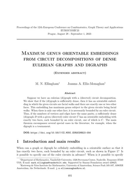 Pdf Maximum Genus Orientable Embeddings From Circuit Decompositions