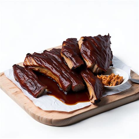 Premium Ai Image Baked Pork Ribs On A Plate Isolated On A White