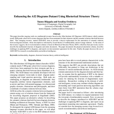 Enhancing The Ai2 Diagrams Dataset Using Rhetorical Structure Theory Acl Anthology