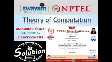 Theory Of Computation Week 8 Assignment Solution NPTEL YouTube