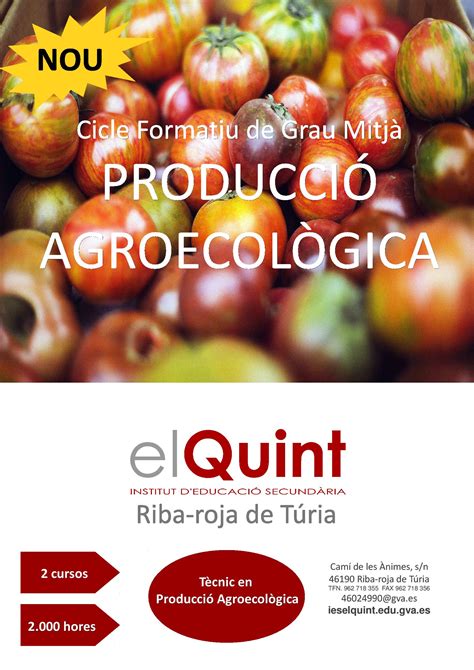 Nou cicle de Grau Mitjà Tècnic en Producció agroecològica