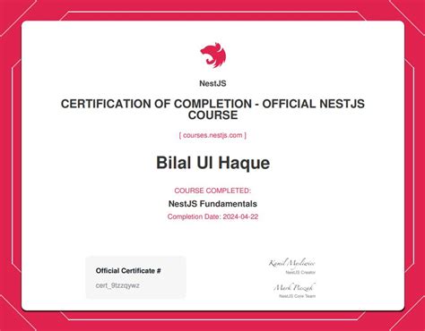 Bilal Ul Haque On Linkedin Nestjs Certification Continuouslearning