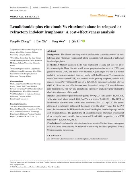 Pdf Lenalidomide Plus Rituximab Vs Rituximab Alone In Relapsed Or