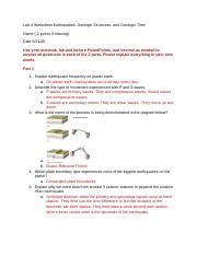 Lab Worksheet EQs And Geo Structures And Time Docx Lab Worksheet Earthquakes Geologic