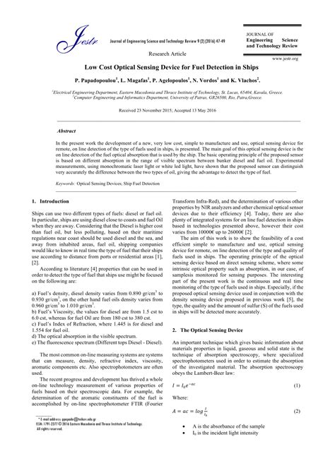 PDF Low Cost Optical Sensing Device For Fuel Detection In Ships