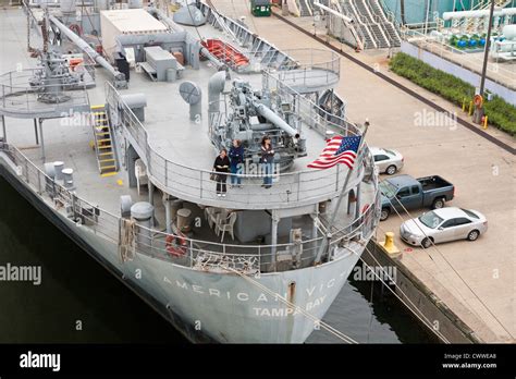 Tourists On Deck Of Renovated Ss American Victory Military Cargo Ship