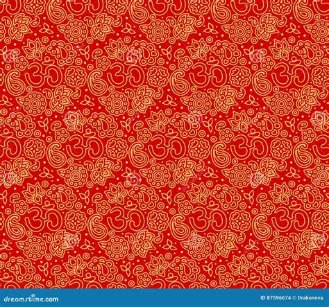 Om Seamless Pattern Stock Vector Illustration Of Floral 87596674
