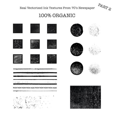 Texturas de tinta traçada preta vectorizada real do jornal dos anos Vetor Premium