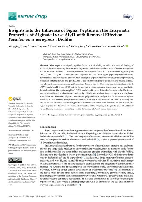 Pdf Insights Into The Influence Of Signal Peptide On The Enzymatic