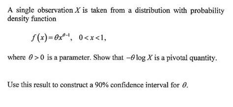 A Single Observation X Is Taken From A Distribution