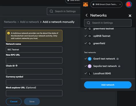 wallet configuration bnb smart chain bsc