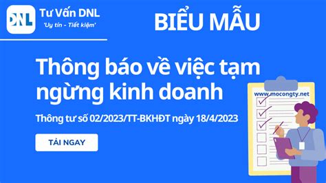 Thông Báo Tạm Ngừng Kinh Doanh Của Hộ Kinh Doanh Từ Tư Vấn DNL