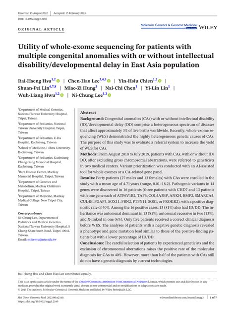 Pdf Utility Of Whole‐exome Sequencing For Patients With Multiple