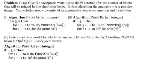 solved problem 1 a give the asymptotic value using the