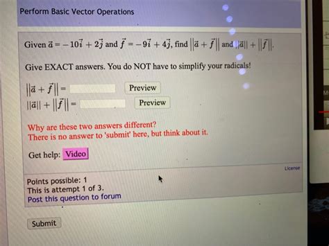 solved perform basic vector operations given a 107 23