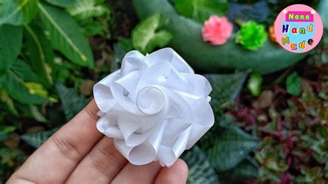 วิธีพับเหรียญโปรยทาน ดอกมะลิซ้อน แบบง่ายๆ ต้นฉบับ Ribbon Flowers