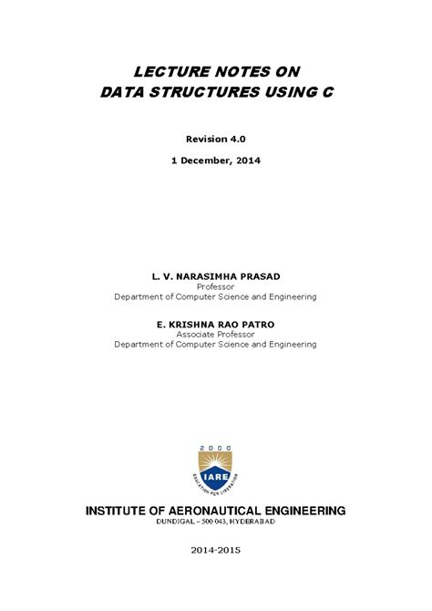 Ds This Is The Notes Of Data Structure Prepared By Gayathriv