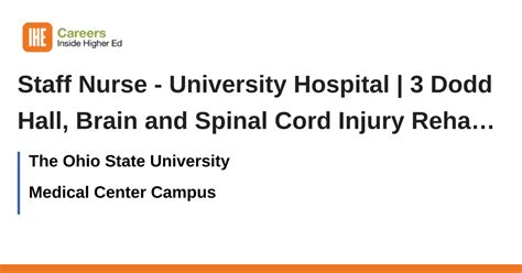 Staff Nurse University Hospital 3 Dodd Hall Brain And Spinal Cord