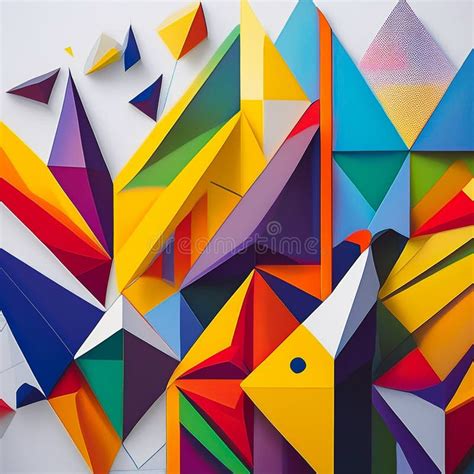 Abstract Geometric Patterns In Bold Contrasting Colors On White Background Stock Image Image