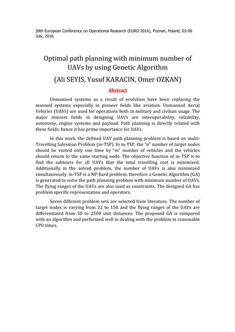 Pdf Optimal Path Planning With Minimum Number Of Uavs By Using