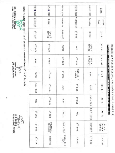 Practical Date Sheet Class Xi Pdf