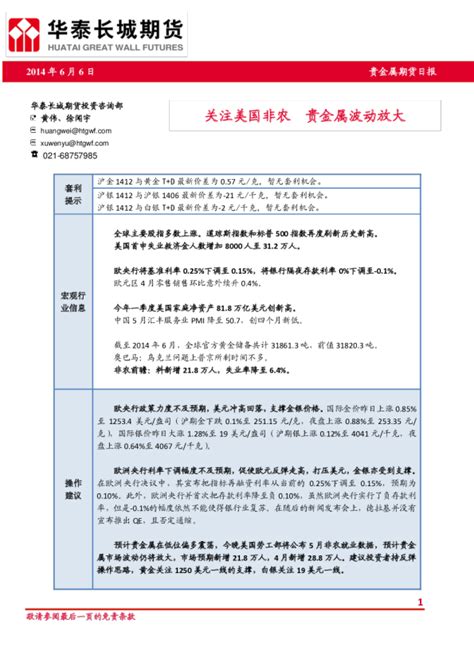 贵金属期货日报：关注美国非农贵金属波动放大