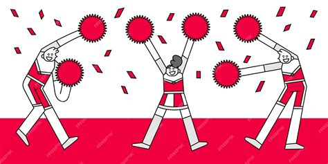 Premium Vector Cheerleaders Hand Drawn Character Illustration