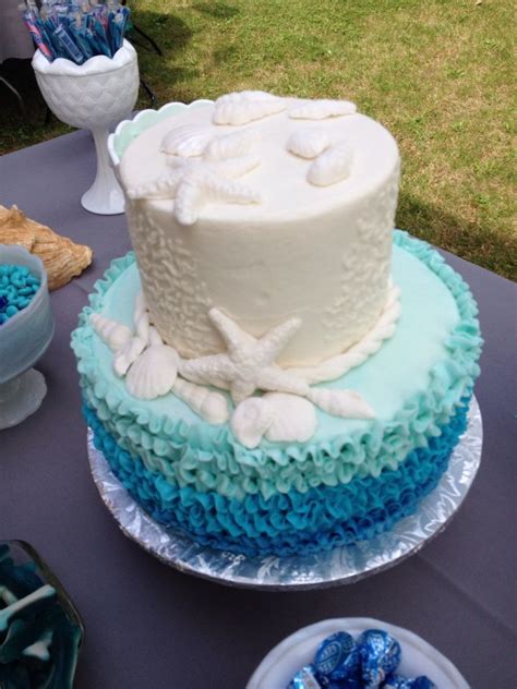 Blue Ombré Beach Cake Pink Champaign Flavor Beach Cakes Beach Themed