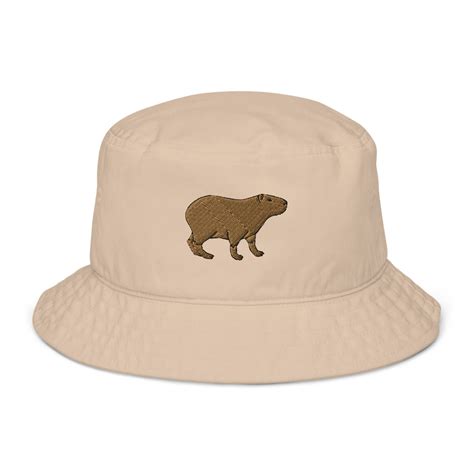 Capybara Bucket Hat Capybara Hat Embroidered Unisex Organic Bucket
