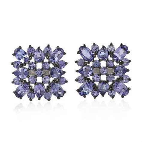 Blue Sterling Silver Tanzanite Stud Earring Gemstone Jewelry Size X Mm At Rs