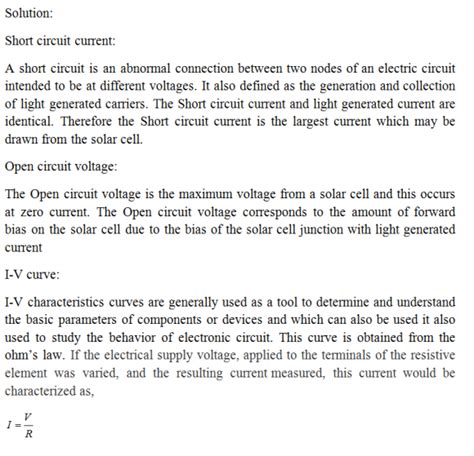 What Is The Short Circuit Current Isc And Open Circuit Voltage Voc