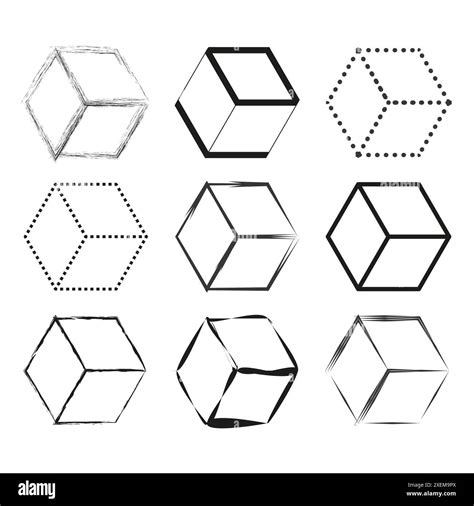 Geometric Cubes Collection Hand Drawn And Dotted Cube Variations