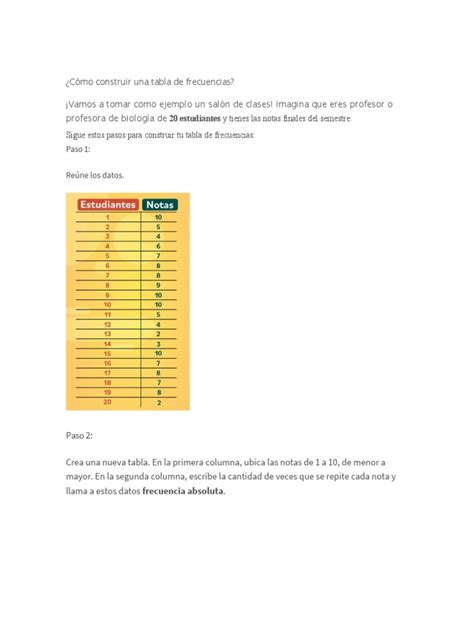 Cómo Construir Una Tabla De Frecuencias Pdf
