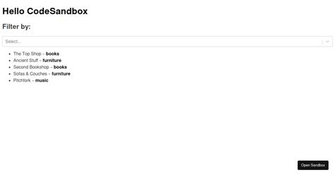 React Select Filter Codesandbox