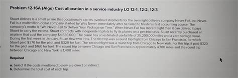solved problem 12 16a algo cost allocation in a service
